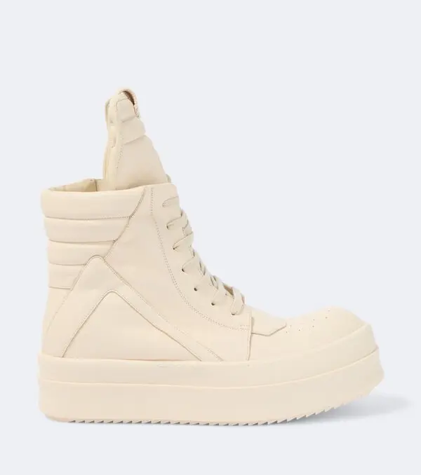 Rick Owens Mega Bumper Geobasket Leather High Top Sneakers