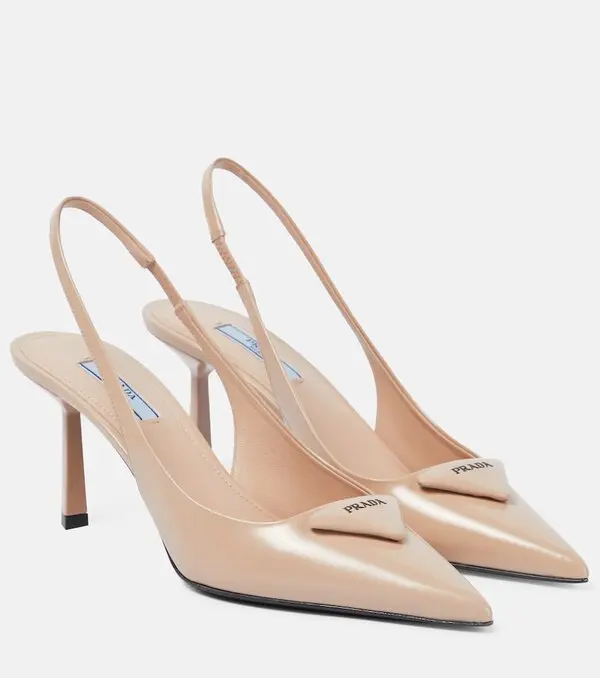 Prada Leather Slingback Pumps - Beige