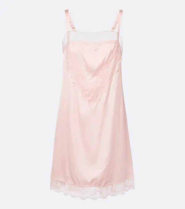 Simone Rocha Lace-trimmed Satin Slip Dress - Pink