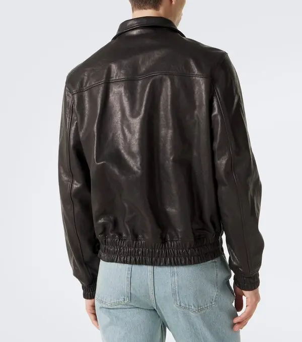 Valentino Garavani Leather High Neck Zip-up Jacket