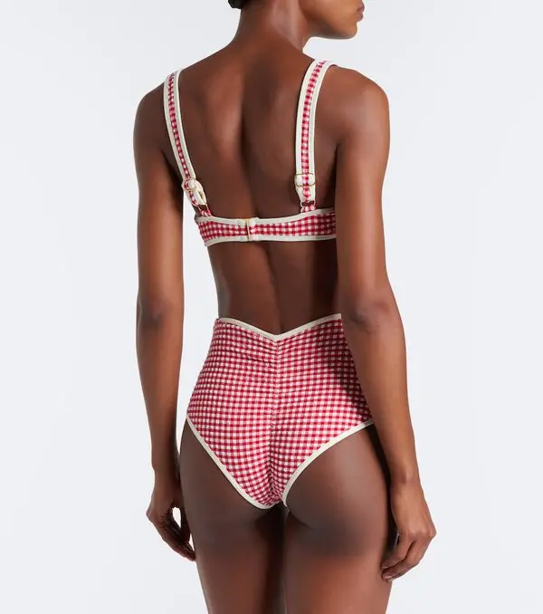 MONTCE Polly Gingham Bikini Bottoms - Red