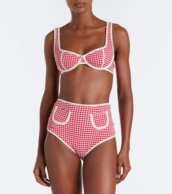 MONTCE Polly Gingham Bikini Bottoms - Red