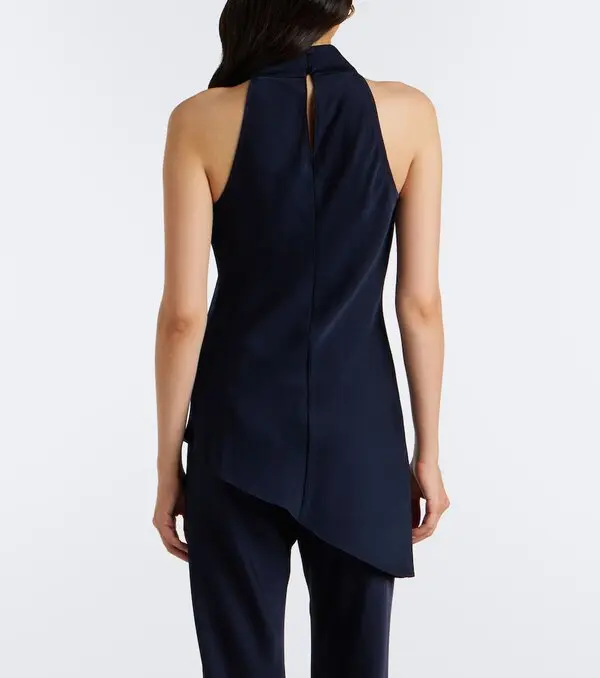 Veronica Beard Radford Asymmetrical Halterneck Top - Blue