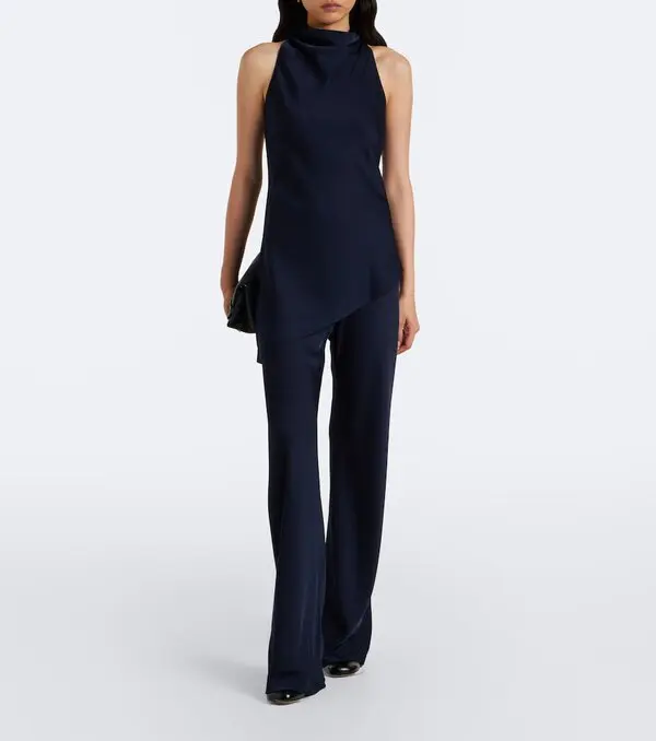Veronica Beard Radford Asymmetrical Halterneck Top - Blue