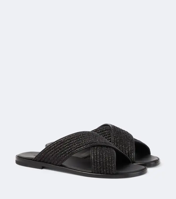 Manolo Blahnik Otawi Raffia Slides
