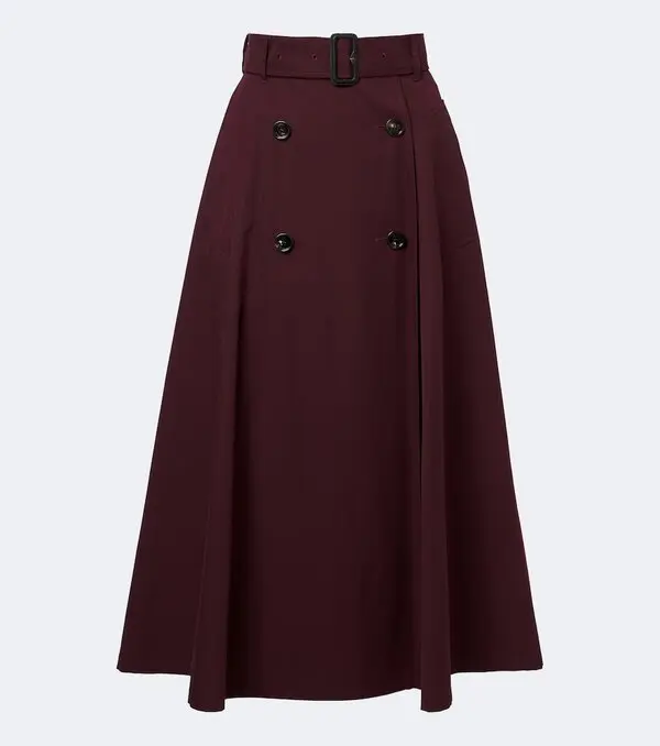 Burberry Brenda Cotton Midi Skirt - Red