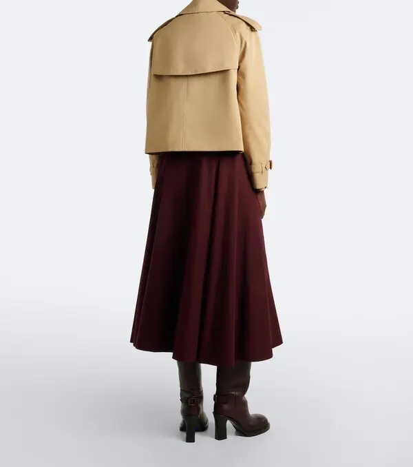 Burberry Brenda Cotton Midi Skirt - Red