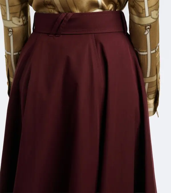 Burberry Brenda Cotton Midi Skirt - Red