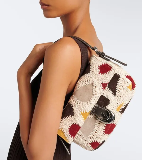 Staud Harlow Small Suede And Crochet Shoulder Bag