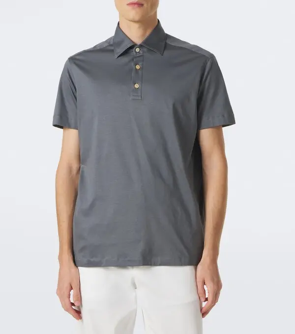 Kiton Cotton Jersey Polo Shirt - Grey