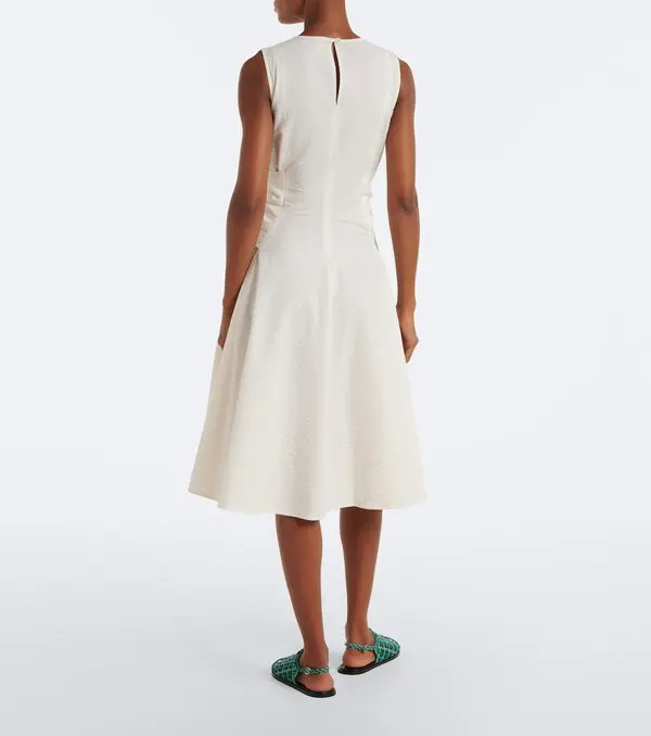 JW Anderson Cotton Cloque Midi Dress In Ivory
