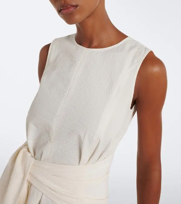 JW Anderson Cotton Cloque Midi Dress In Ivory