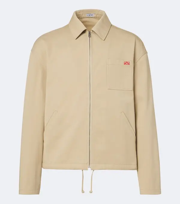 Loewe Cotton Twill Zip-up Jacket With Drawstring Hem