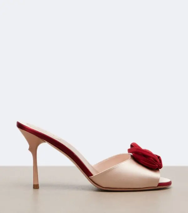 ROGER VIVIER Satin Floral Applique Mules