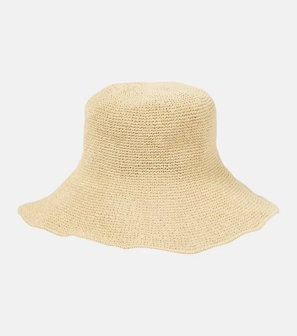 Ruslan Baginskiy Straw Hat With Gold Tone Logo Detail