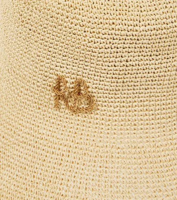 Ruslan Baginskiy Straw Hat With Gold Tone Logo Detail