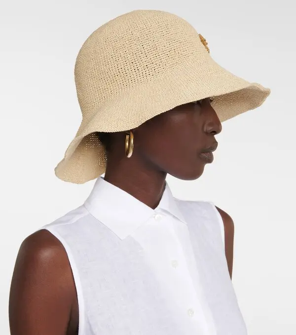 Ruslan Baginskiy Straw Hat With Gold Tone Logo Detail