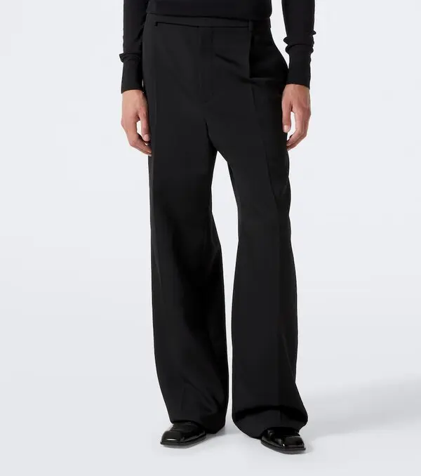 Saint Laurent Wool Gabardine Wide-leg Pants