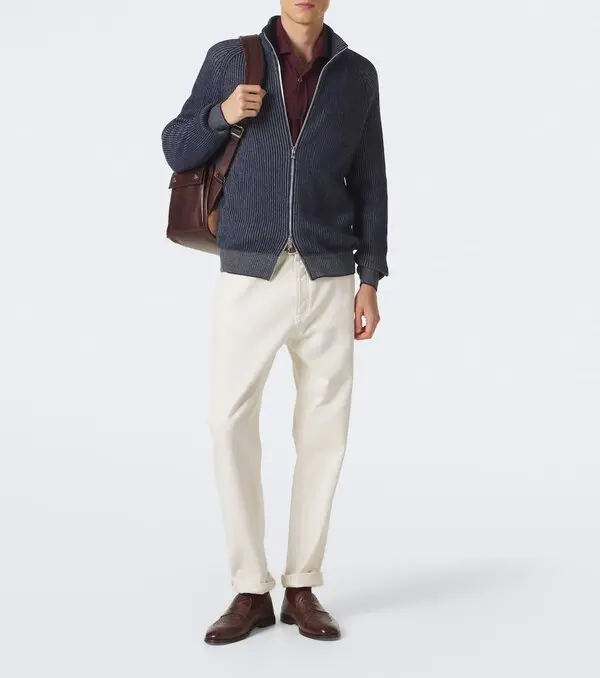 Brunello Cucinelli Ribbed-knit Cashmere Zip-up Sweater