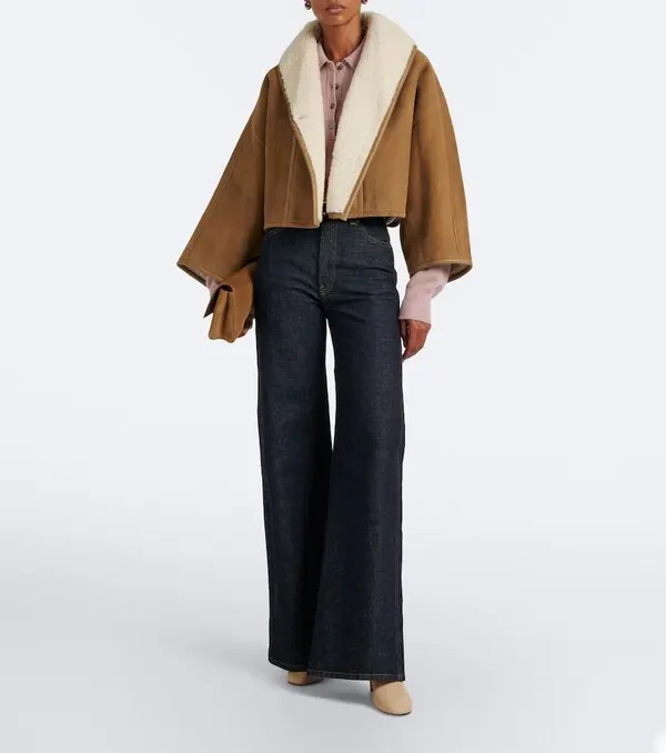 YVES SALOMON Lamb Leather Jacket With Shearling Collar