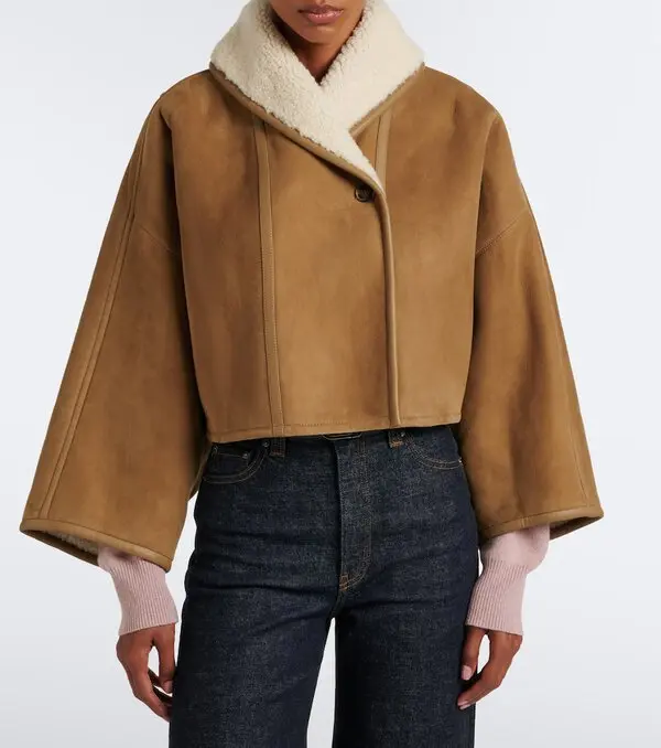 YVES SALOMON Lamb Leather Jacket With Shearling Collar