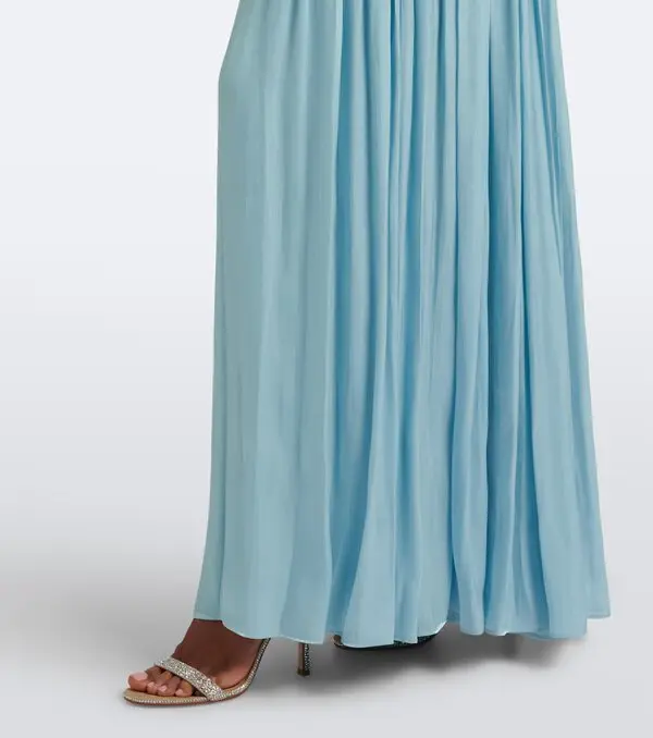 Costarellos Ruched Lurex Georgette Gown - Blue