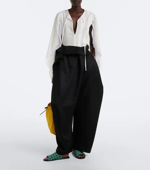 JW Anderson Draped Cotton Top With Tie Neck