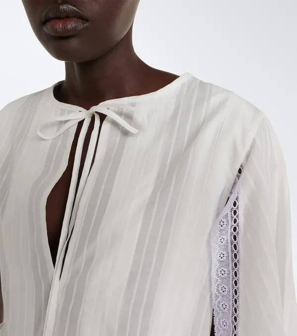 JW Anderson Draped Cotton Top With Tie Neck