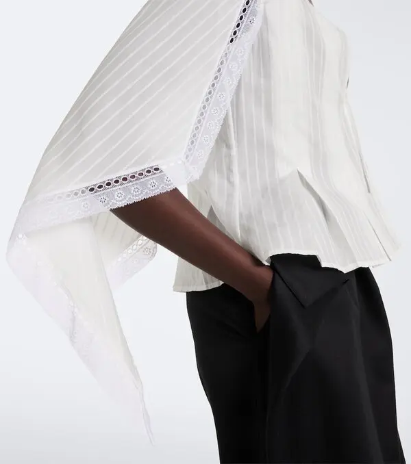 JW Anderson Draped Cotton Top With Tie Neck