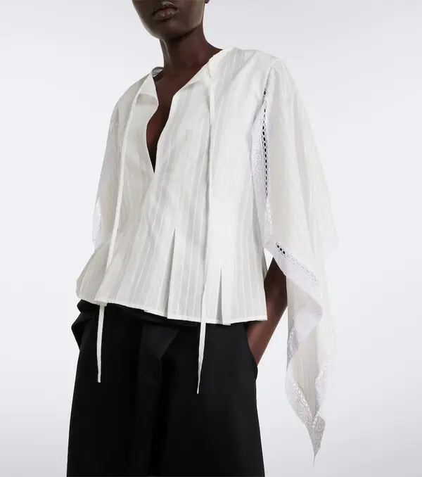 JW Anderson Draped Cotton Top With Tie Neck