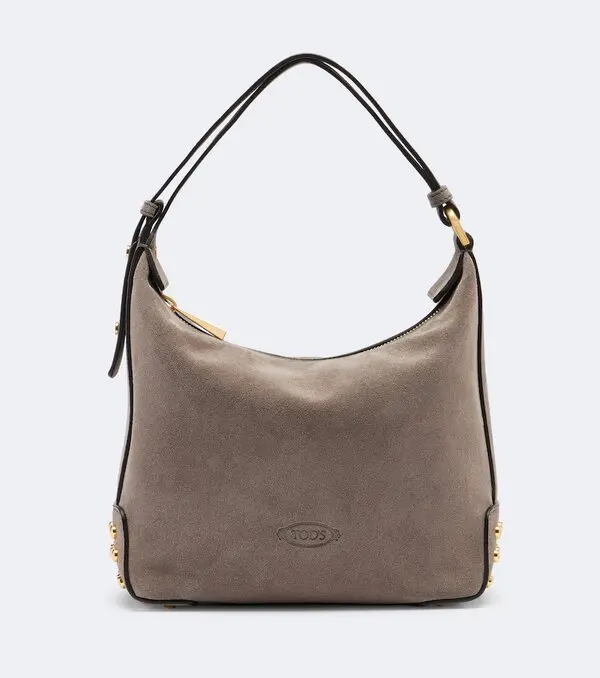 TOD'S Metal Dots Suede Top-handle Bag - Grey