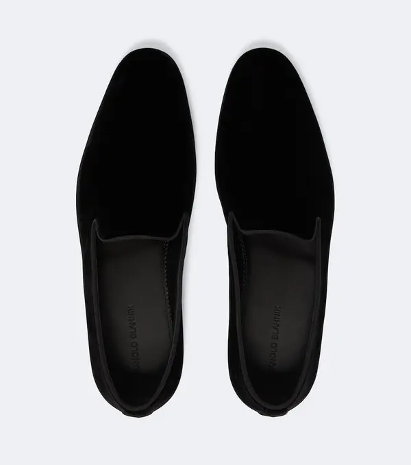 Manolo Blahnik Mario Velvet Loafers - Black