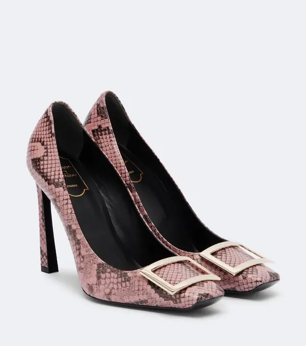ROGER VIVIER Trompette Snake-print Leather Pumps - Pink