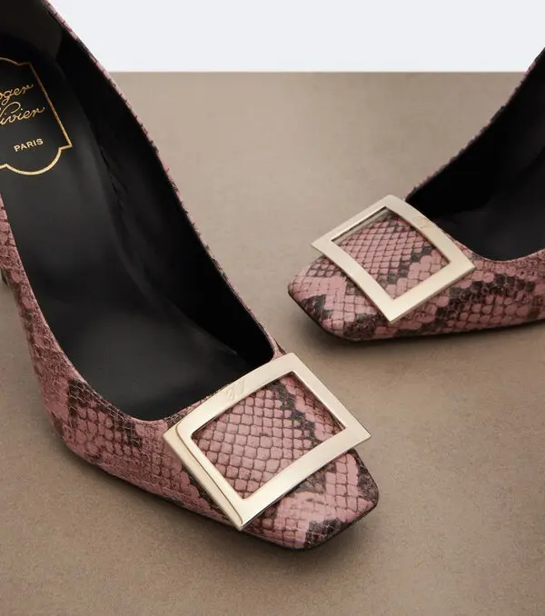 ROGER VIVIER Trompette Snake-print Leather Pumps - Pink