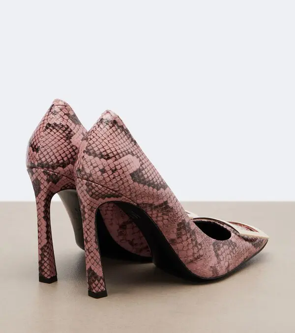 ROGER VIVIER Trompette Snake-print Leather Pumps - Pink