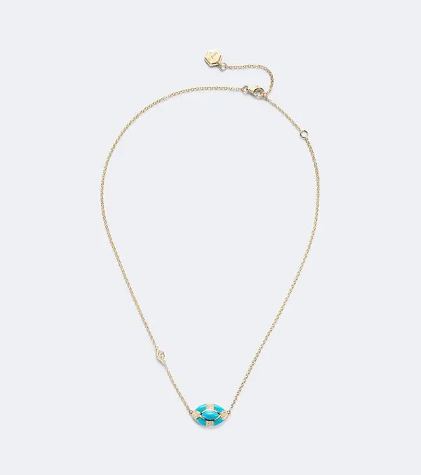 Shay Jewelry Riviera 18kt Yellow Necklace With Turquoise And Diamonds - Gold