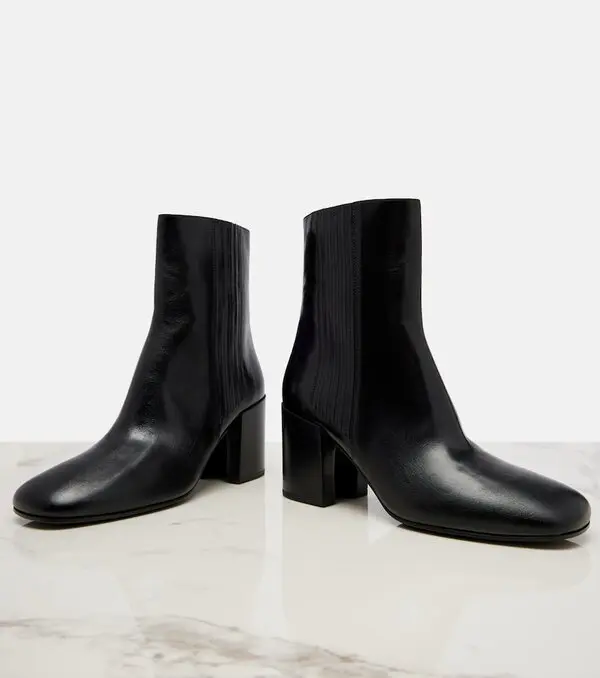 Dries Van Noten Leather Square Toe Ankle Boots