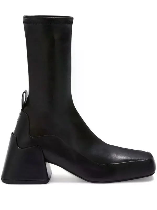 JIL SANDER Block Heel Leather Boots