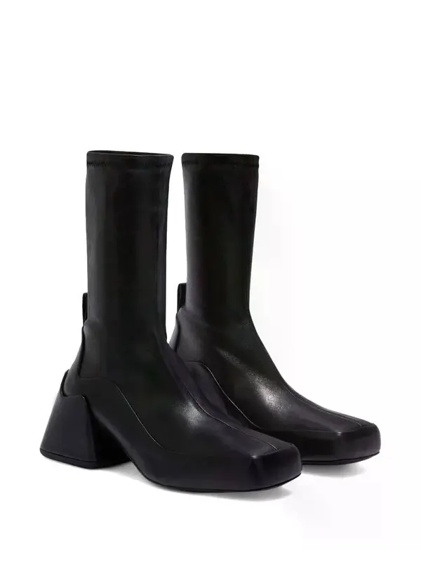 JIL SANDER Block Heel Leather Boots