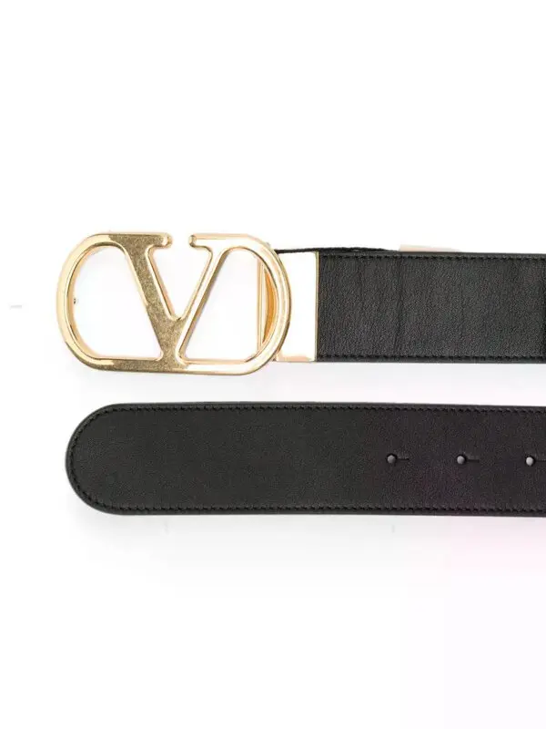 Valentino Garavani Vlogo Signature Leather Belt - Black