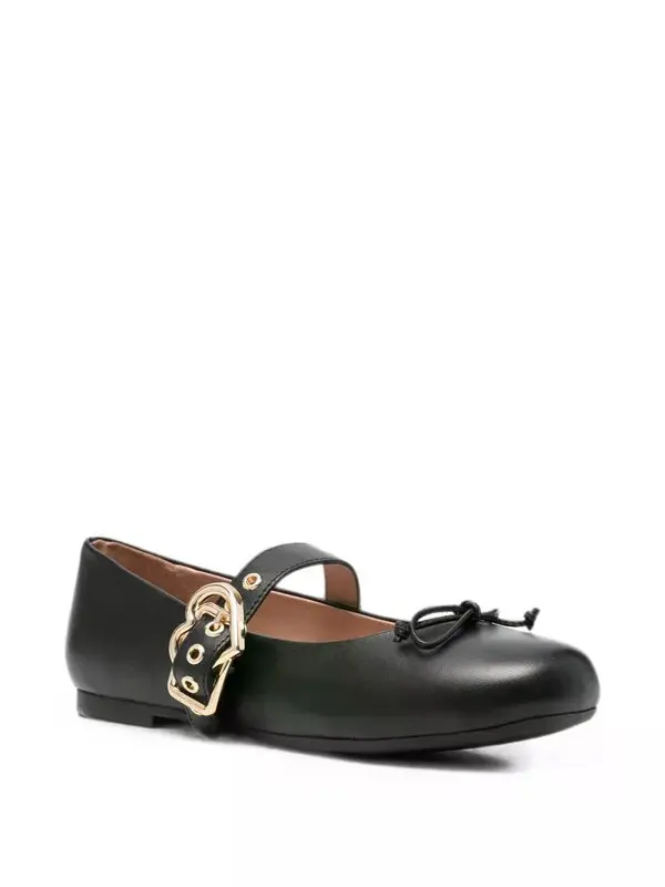 Moschino Buckle-strap Bow Detail Ballet Flats