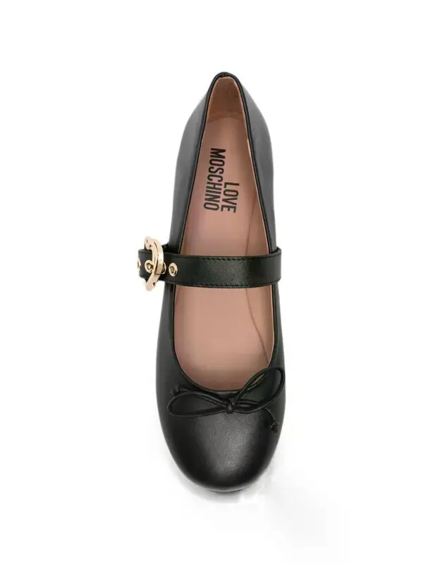 Moschino Buckle-strap Bow Detail Ballet Flats