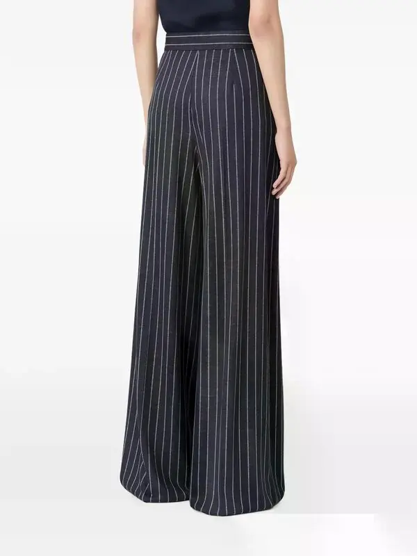 Max Mara Pinstriped Pleated Wide Leg Trousers