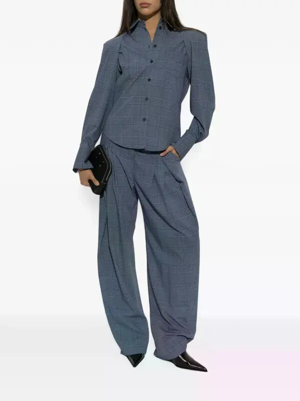 IRO PARIS Check Pattern Pleated Wide Leg Trousers