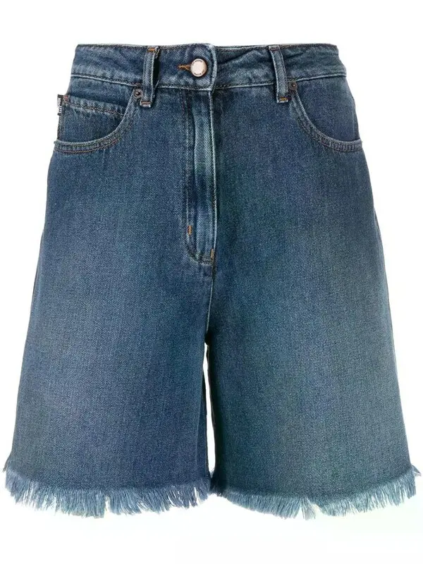Moschino High-rise Straight-leg Denim Shorts - Blue
