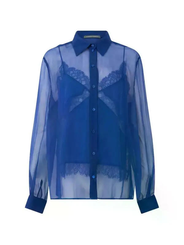Alberta Ferretti Sheer Silk Long Sleeve Shirt