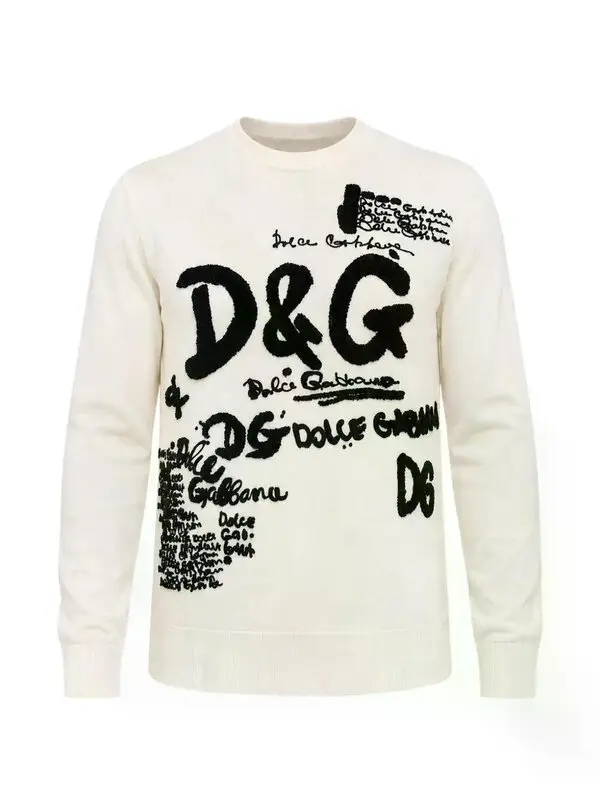 Dolce & Gabbana Logo-embroidered Sweater - Neutrals