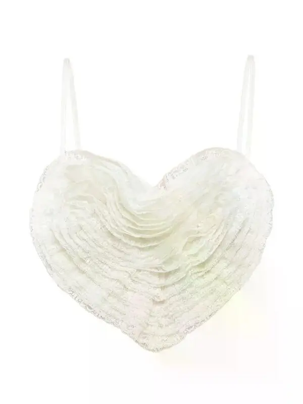 Dsquared2 Lace-trimmed Ruffled Heart-shaped Top