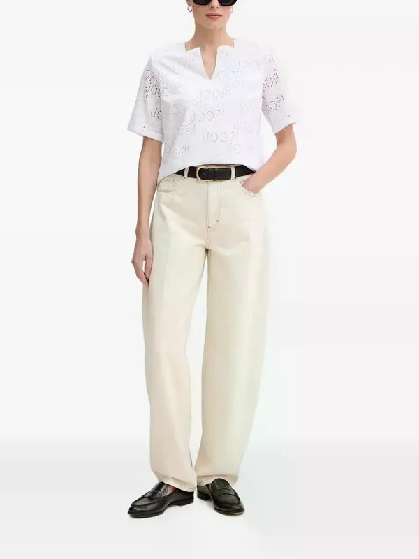 JOOP! Beljana Broderie Anglaise Logo Print Top