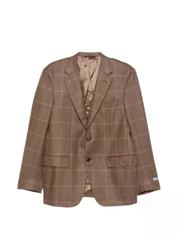 Canali Check-pattern Single-breasted Jacket - Brown